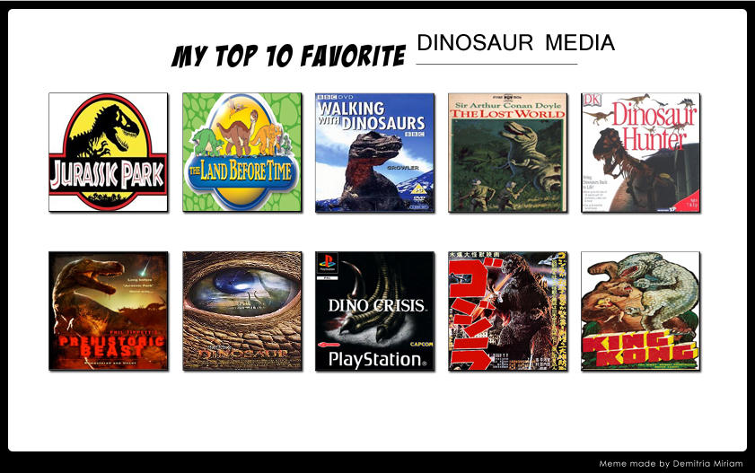 Top 10 Favorite Dinosaur Media by Animedalek1 on DeviantArt