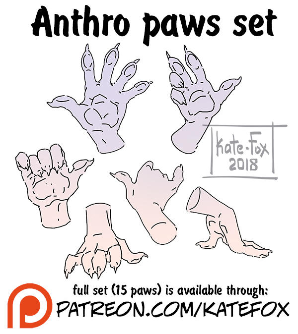 Anthro paws set by Kate-FoX on DeviantArt