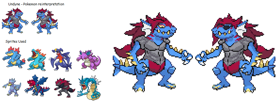 Undyne Pokemon Sprite by SpriterFrog1996 on DeviantArt