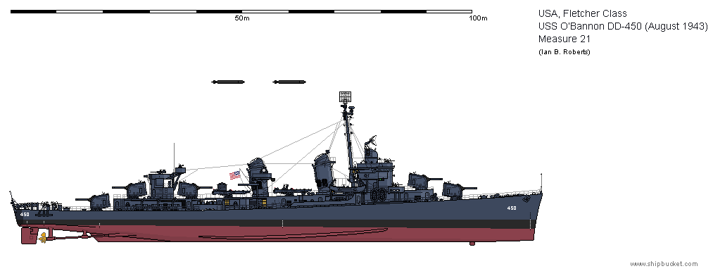 USS O'Bannon DD-450 (August 1943) - Measure 21 by ColosseumSB on DeviantArt