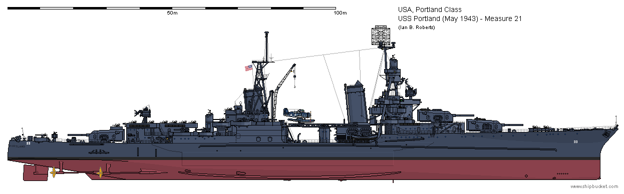 USS Portland CA-33 (May 1943) - Measure 21 by ColosseumSB on DeviantArt