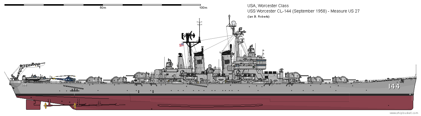 USS Worcester CL-144 (September 1958) - Ms US 27 by ColosseumSB on ...