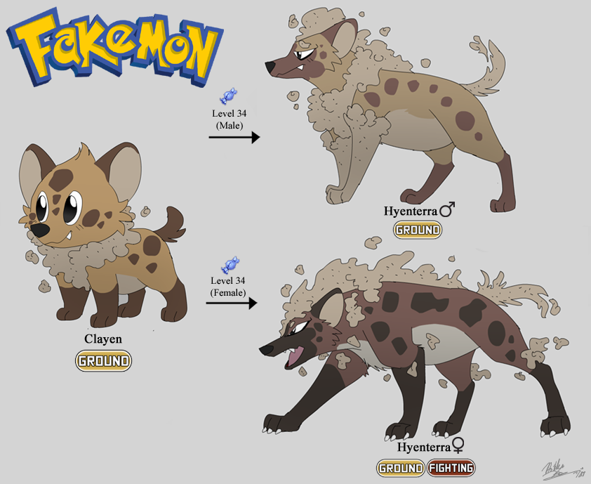 Fakemon: Clayen and Hyenterra by TheCynicalHound on DeviantArt