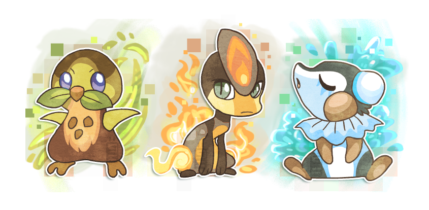 Fakemon starters! by griffsnuff on DeviantArt