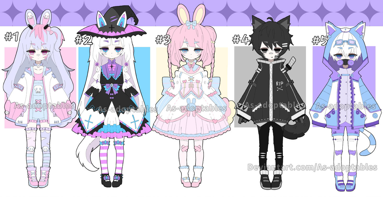 Rainbow nekomimi adoptables closed by AS-Adoptables on DeviantArt