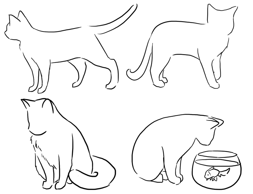 Four Cat Poses by DrunkOnTea on DeviantArt
