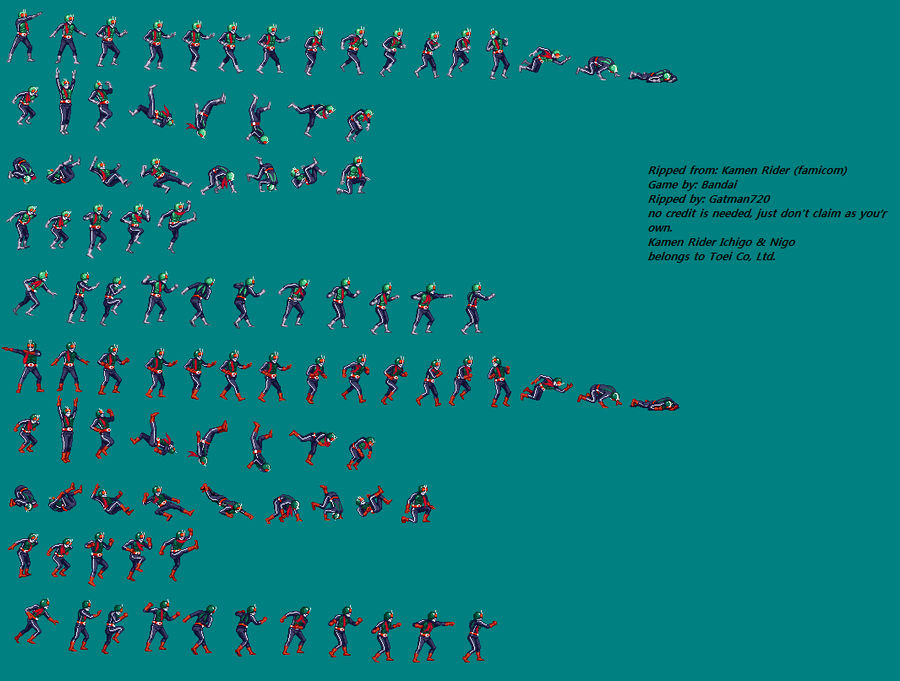 Kamen Rider Ichigo and Nigo Sprite Sheet by OneCallGat on DeviantArt