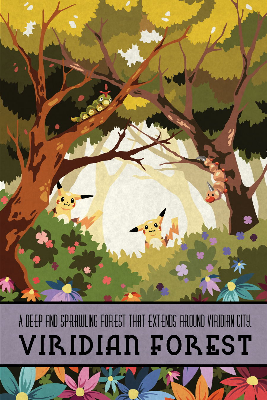 Pokemon Travel Poster - Viridian Forest by Hodremlin on DeviantArt