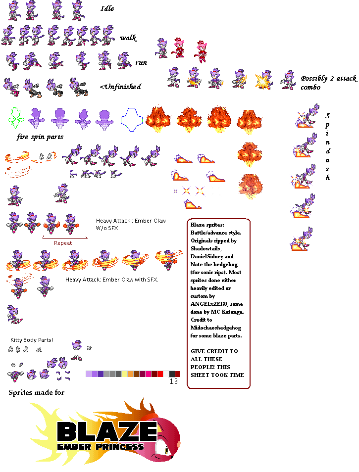 Blaze the Cat-Sprite sheet by MC-Katanga on DeviantArt