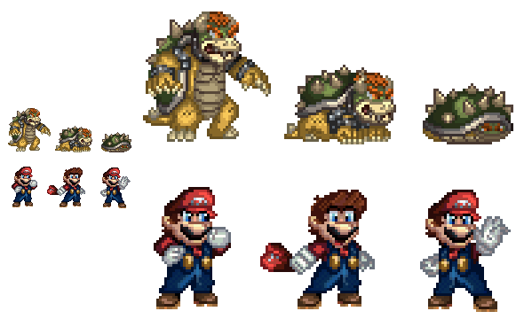 pixel shading poses - Mario and Bowser by IceLucario20xx on DeviantArt