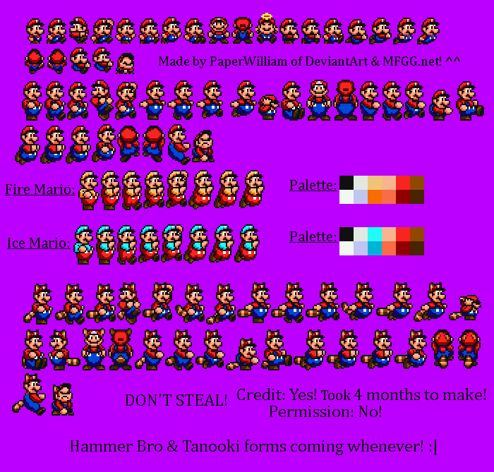 Custom Mario Sprites (Sega Genesis style) by PaperWilliam on DeviantArt