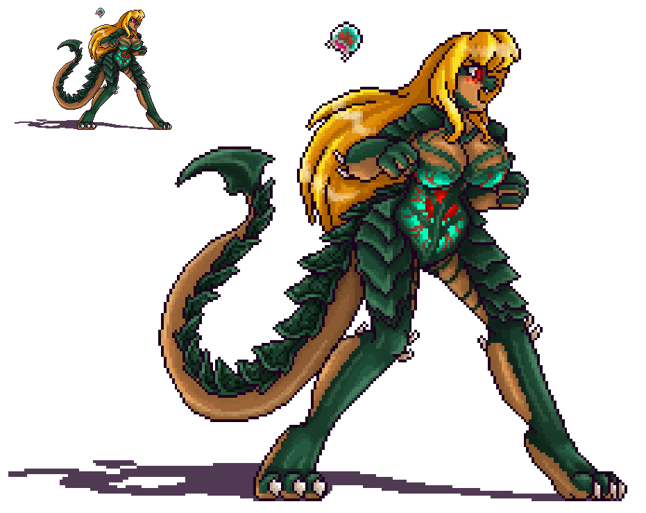 Metroid Queen Samus Sprite by AkuOreo on DeviantArt