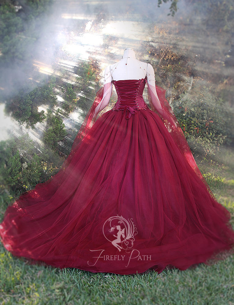 Maroon Bridal Gown (Details) by Firefly-Path on DeviantArt
