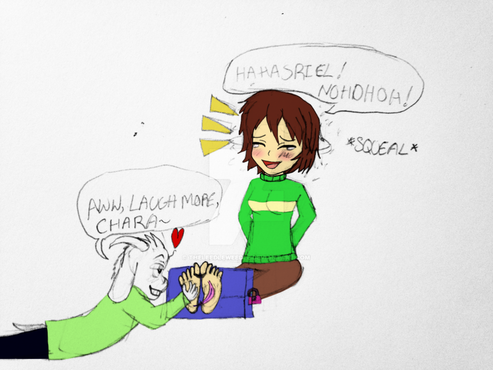Chara's feet tickled by TheLeedleWeedle by neverb4 on DeviantArt