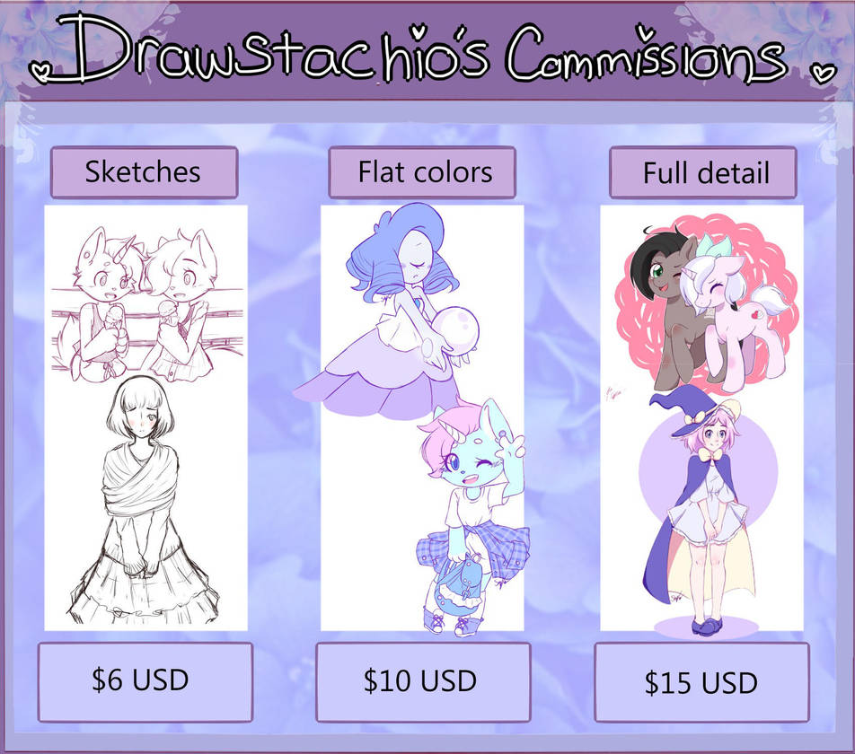 Commissions Sheet (Open) by Drawstachio on DeviantArt