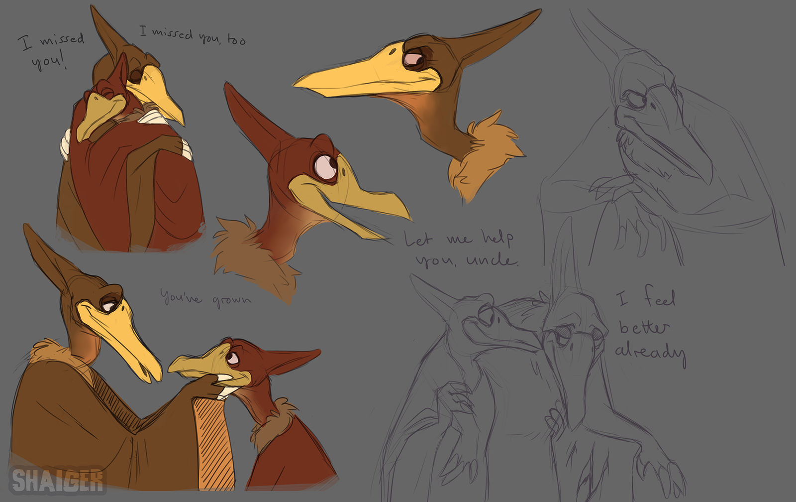 LBT - Uncle Pterano and Petrie sketches by Shaiger on DeviantArt