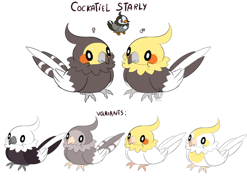 Pokemon- Cockatiel starly variation by Lighterium on DeviantArt