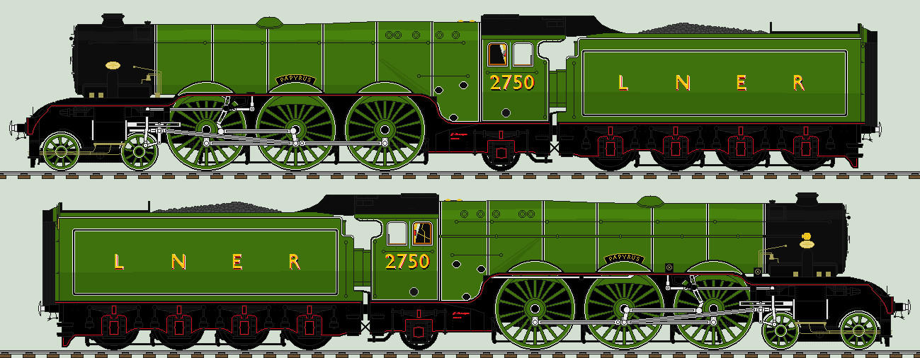 LNER A1 liveries - 2750 'Papyrus' by 2509-Silverlink on DeviantArt