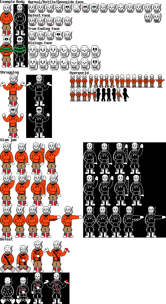 Underswap Papyrus Sprite Sheet Update by HerobrineTV on DeviantArt