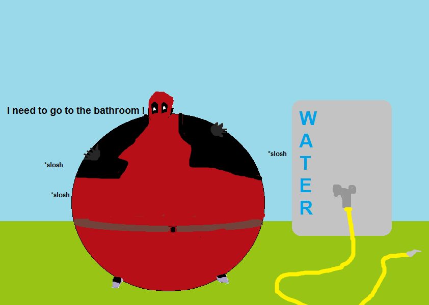 Deadpool doing stupid things : Water Inflation by Vanny22ify on DeviantArt