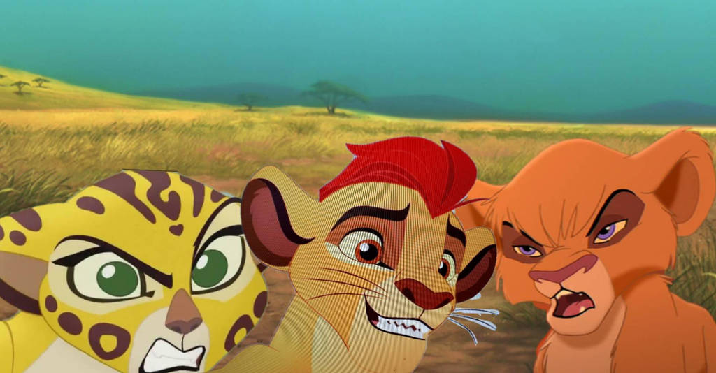 Vitani and Fuli arguing in front Kion by renhob27 on DeviantArt