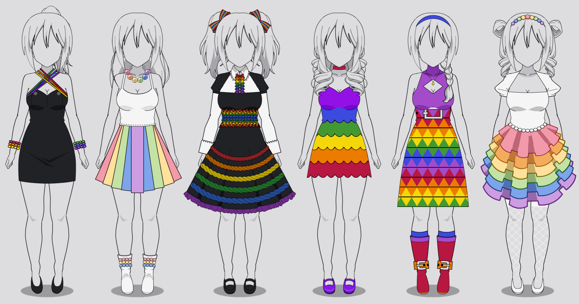 Six Rainbow Dresses in Kisekae 2 (codes included) by RainbowFan256 on ...