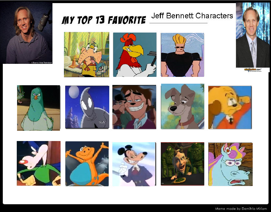 Top 13 Favorite Jeff Bennett Characters-blank by Toongirl18 on DeviantArt