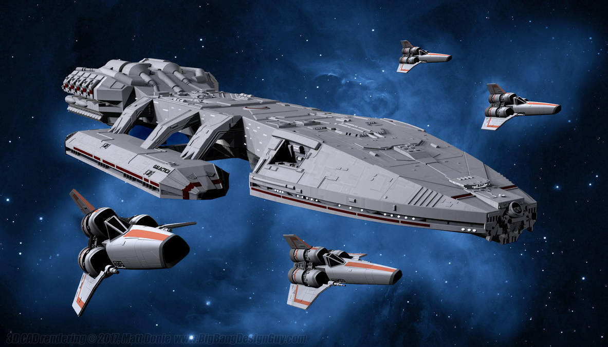 Battlestar Galactica with Vipers by Ravendeviant on DeviantArt