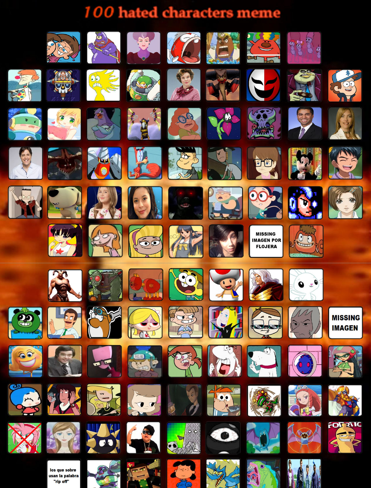 Template Your 100 Most Hated Characters by AviYTPH on DeviantArt