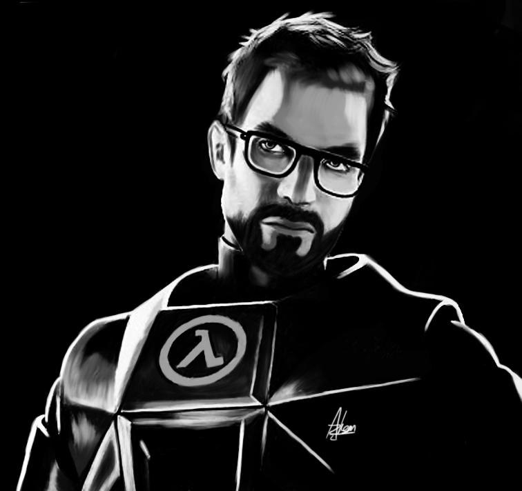 Gordon Freeman Black And White by Wild-Theory on DeviantArt