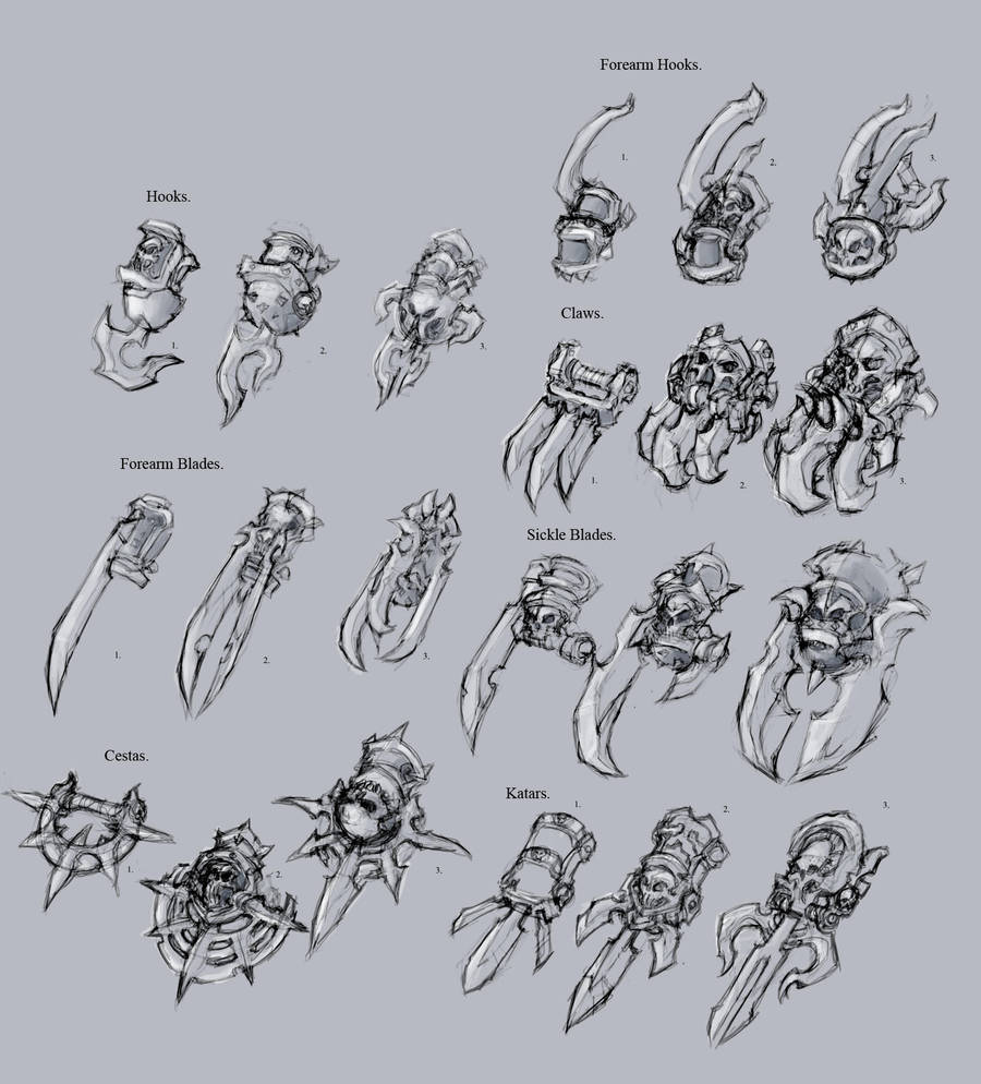 Darksiders II weapon concepts Claws by DawidFrederik on DeviantArt