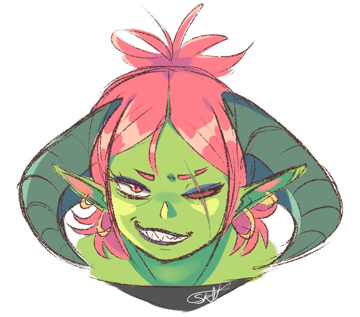 Green Demon Girl by samikriss on DeviantArt