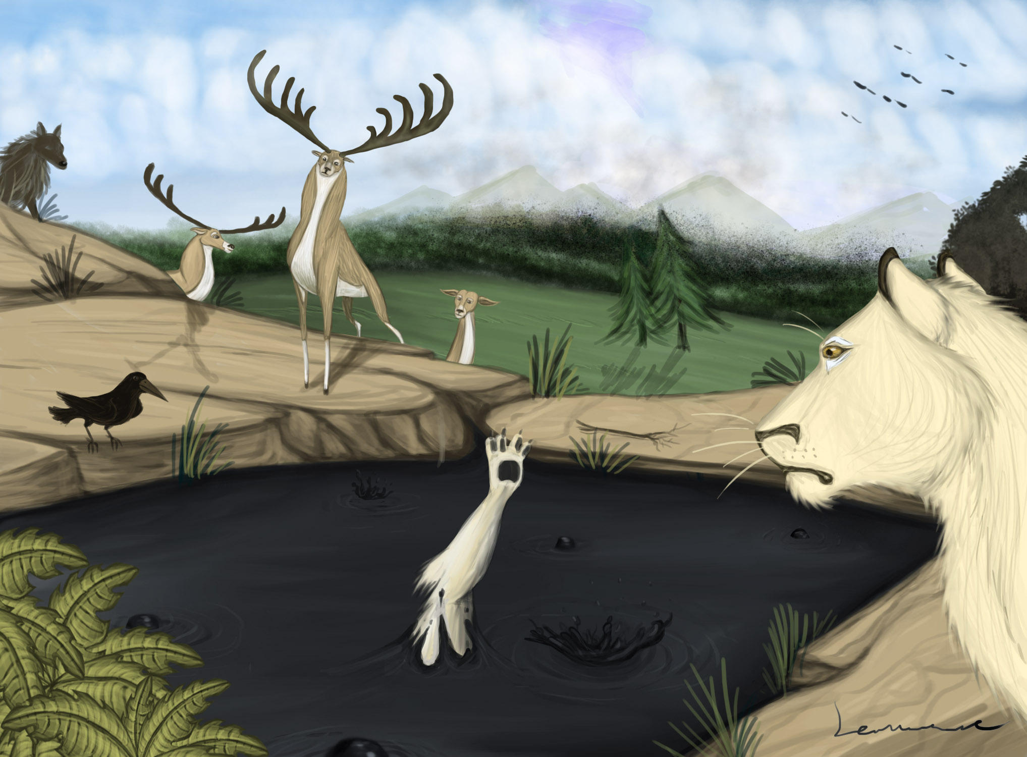 Sinking into Tar Pit by Louisetheanimator on DeviantArt