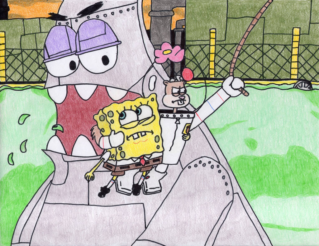 SpongeBob and Sandy vs. Robo-Patrick by Crash5020 on DeviantArt