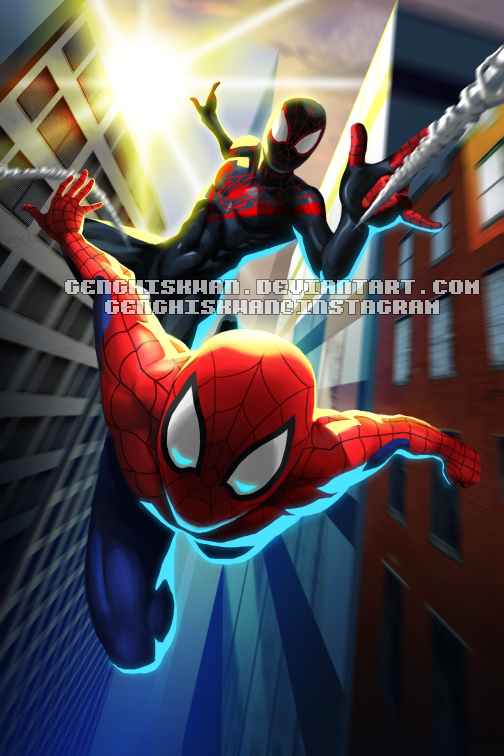 Spider-Man Peter Parker and Miles Morales by GenghisKwan on DeviantArt