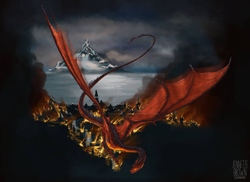 Smaug Terrorizes Laketown by sugarpoultry on DeviantArt