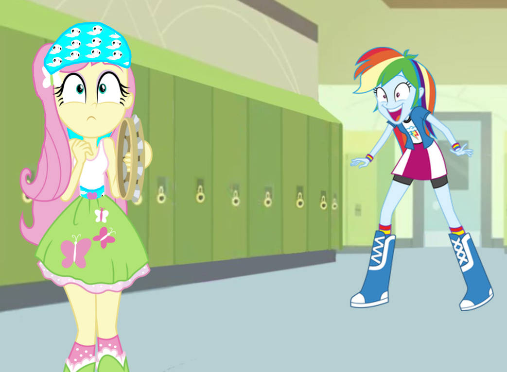 Fluttershy atomic wedgie in the hall by minerack32 on DeviantArt