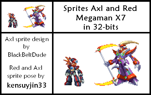 Sprite red Axl and Red (Megaman X7) in 32-bit by kensuyjin33 on DeviantArt