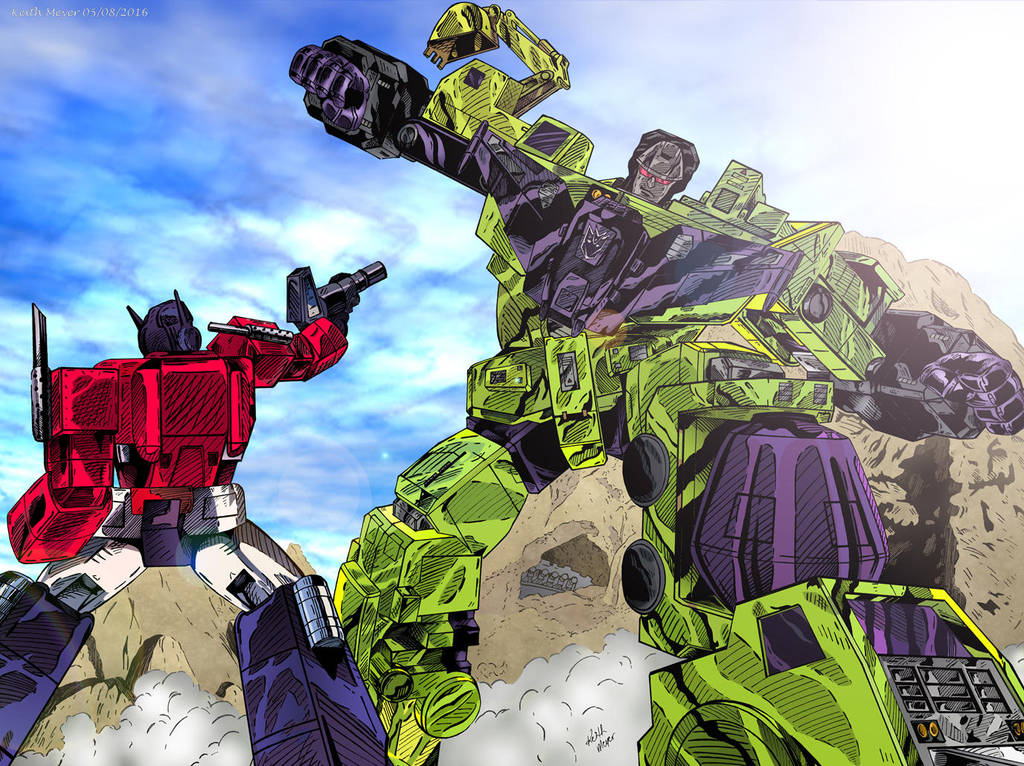 Transformers: Optimus Prime vs Devastator (Color) by KeithMeyerArt on ...