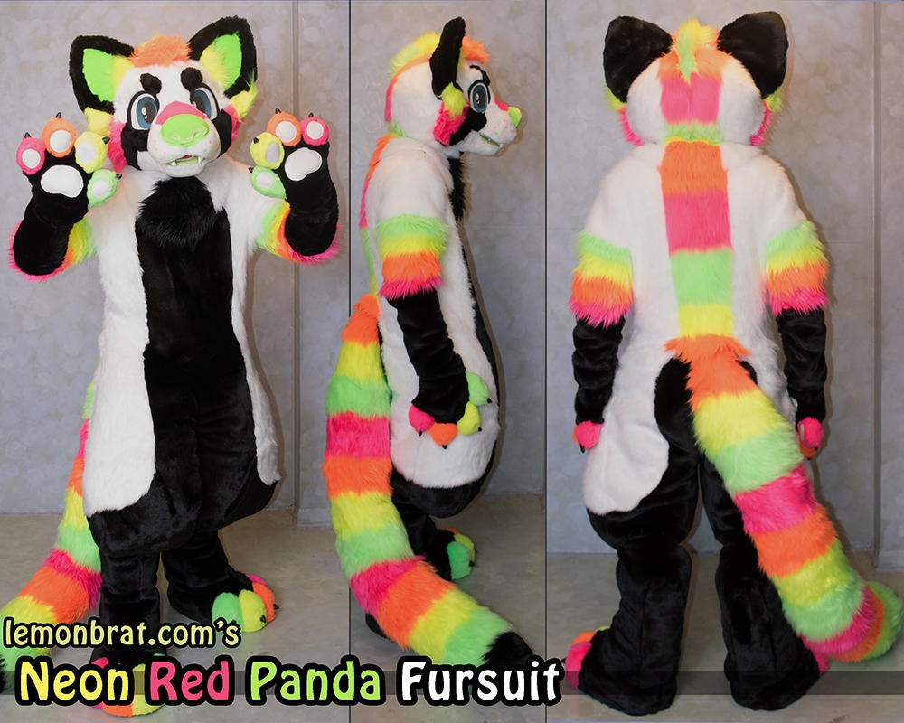 Neon Red Panda Custom Fursuit by lemonbrat on DeviantArt