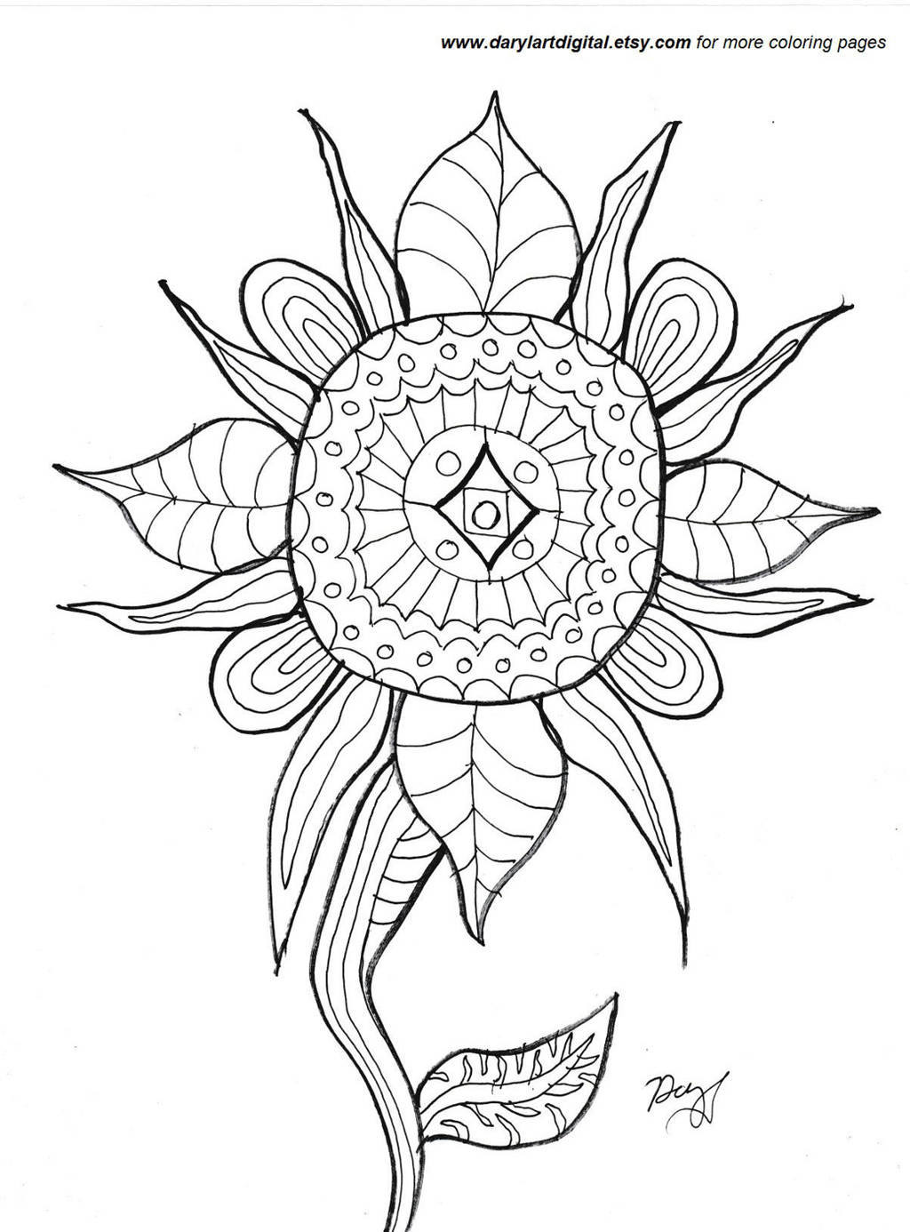 Abstract Flower free printable coloring sheet by Daryl-the-cartoonist ...