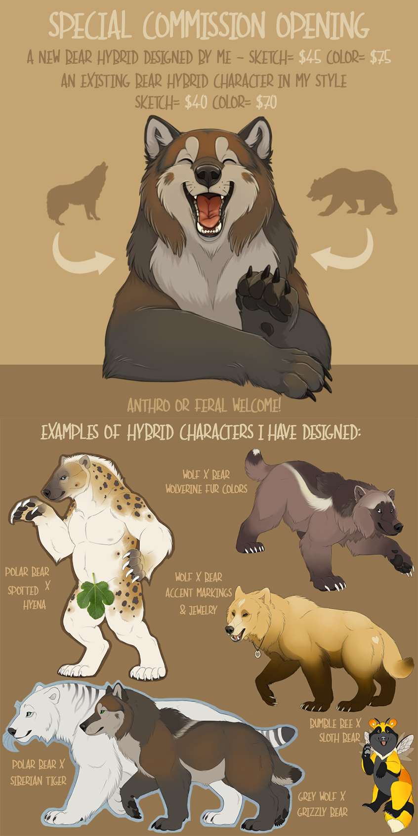 Special commissions- Bear hybrids! [CLOSED] by Bear-hybrid on DeviantArt