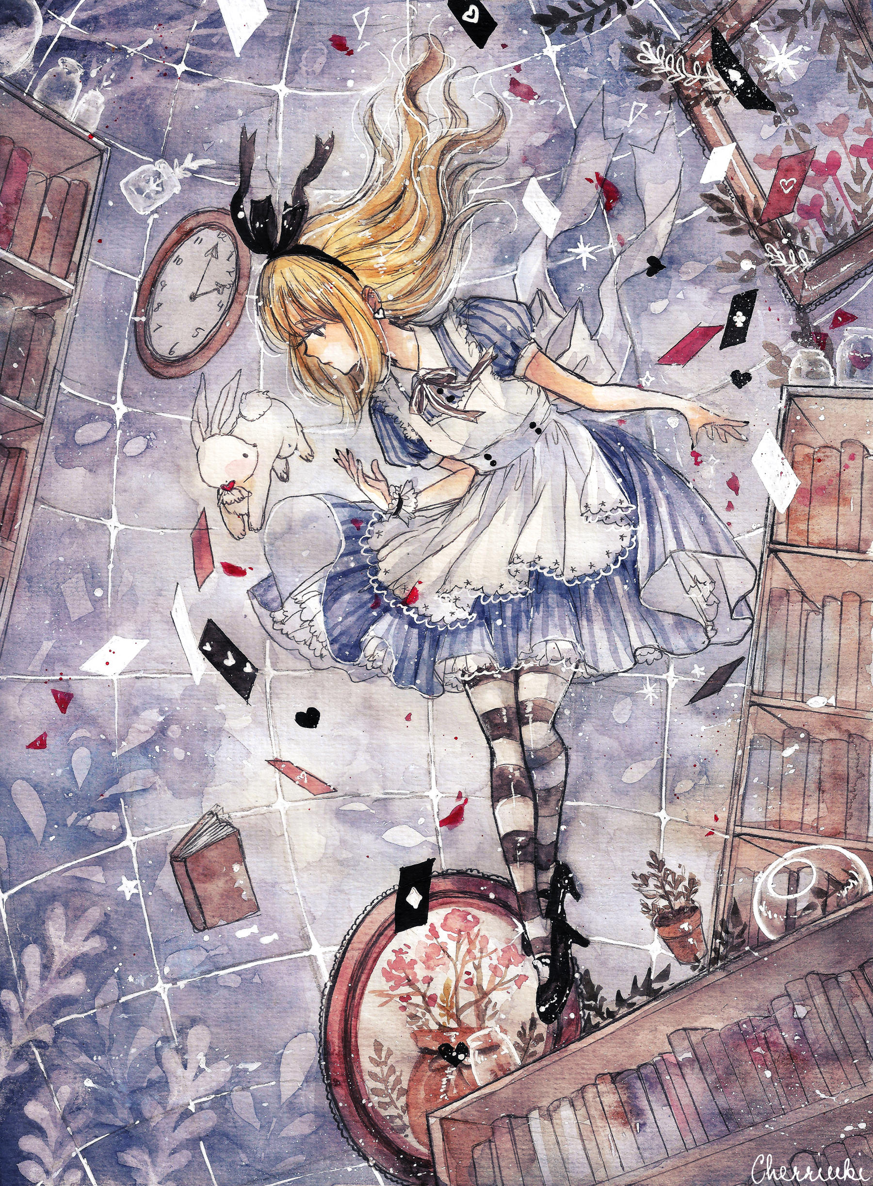 Safebooru - 1girl absurdres ace (playing card) ace of clubs ace of hearts alice (alice in ...