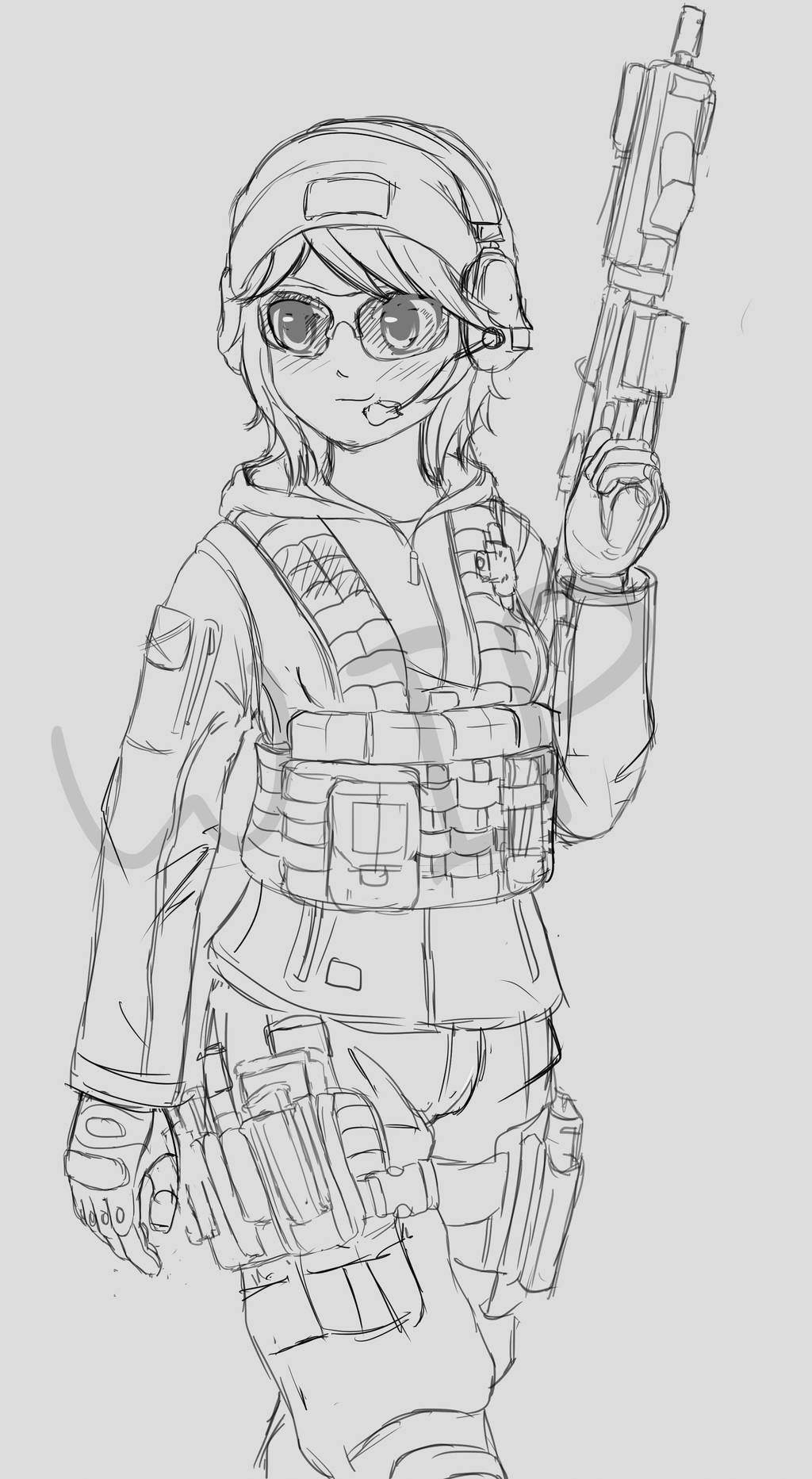 Tactical Girl Sketch by EquestrianMarine on DeviantArt