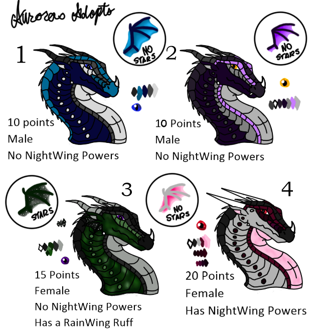 (CLOSED) Rain/NightWing Hybrid Adopts by AurorasAdoptables on DeviantArt