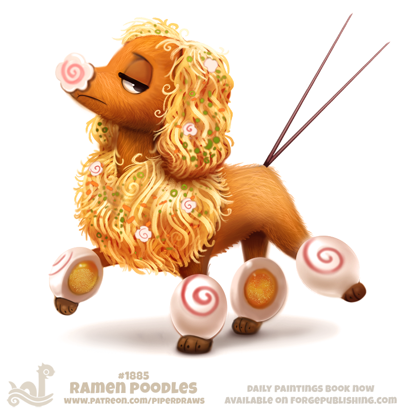 Daily Paint 1885# Ramen Poodles by Cryptid-Creations on DeviantArt