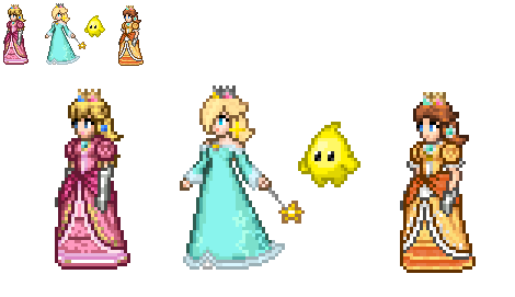 daisy, peach, rosalina and luma sprites ssf2 style by alexmauricio407 ...