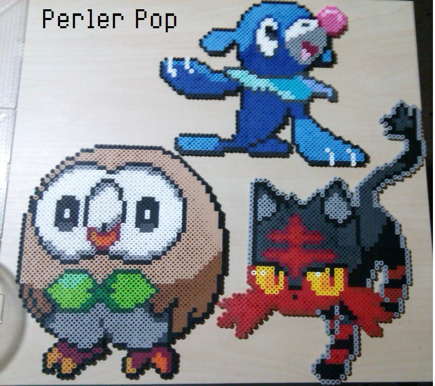 Alola Starters Rowlet, Litten, and Popplio Perlers by Perler-Pop on ...