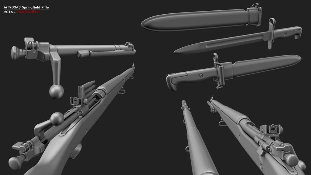 M1903A3 Springfield Rifle w Bayonet by redroguexiii on DeviantArt
