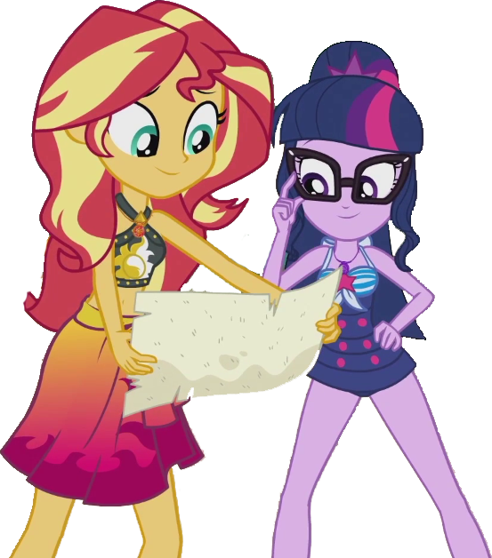 Sunset and Sci-Twi looking at a Treasure Map by 76859Thomasreturn on DeviantArt